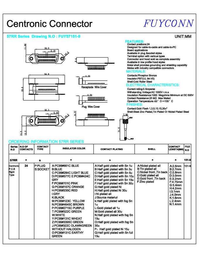 IEEE 488 GPIB 24P Female Crimping Centronics Connector IDC Type